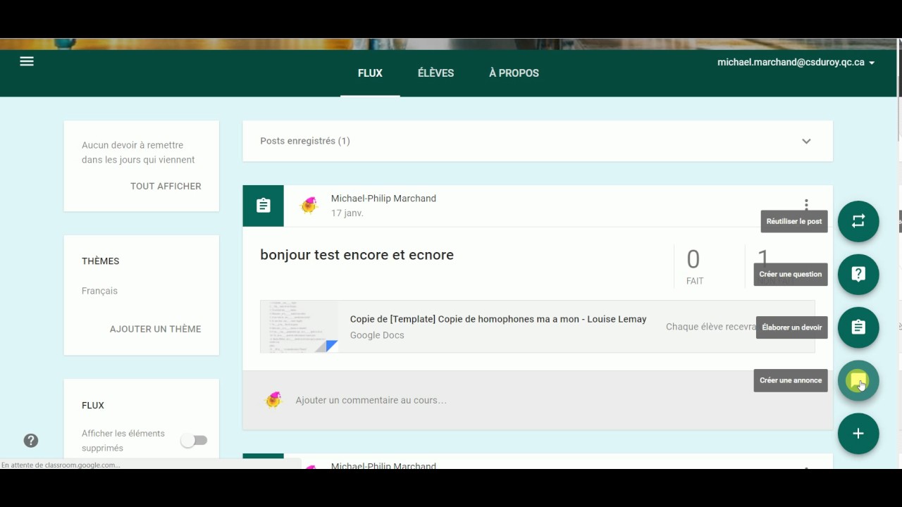 Classroom - Tutoriel (Envoyer un Google Form par Google Classroom) - YouTube