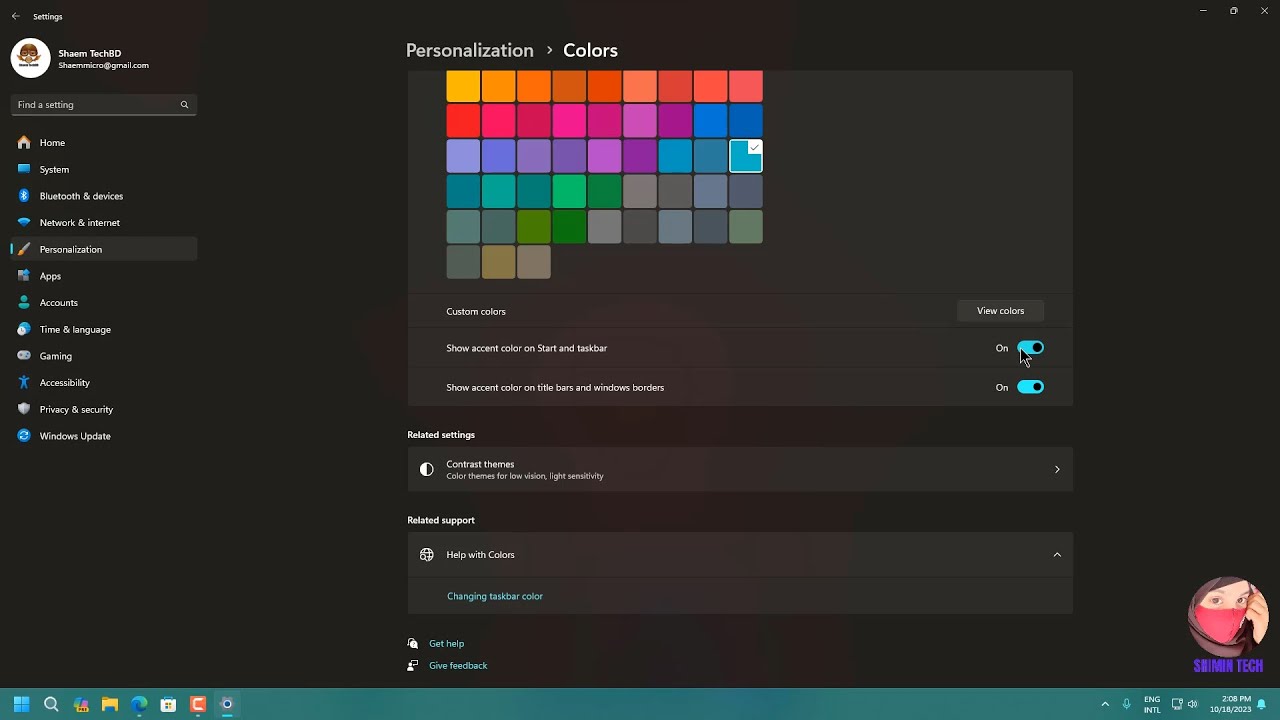 Change Start menu and Taskbar Color on Windows 11 - YouTube