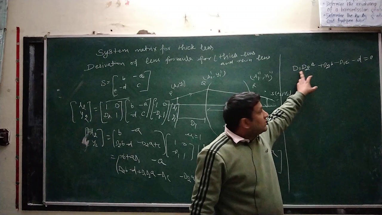 system matrix for thick lens derivation of lens formula for thick and ...