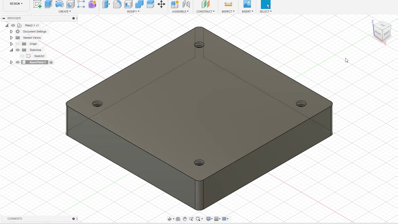 Fusion360 Basics - Square Plate - Part 1 - YouTube