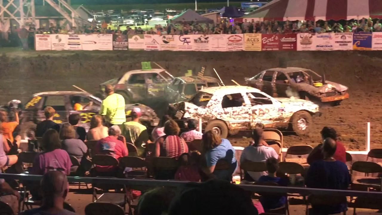 7-21-19 Menard County Fair Demo Derby Bone Stock Fullsize - YouTube