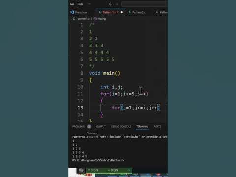 C Lanuage Pattern Base Program #ccode #coding #interview #placement #c language - YouTube