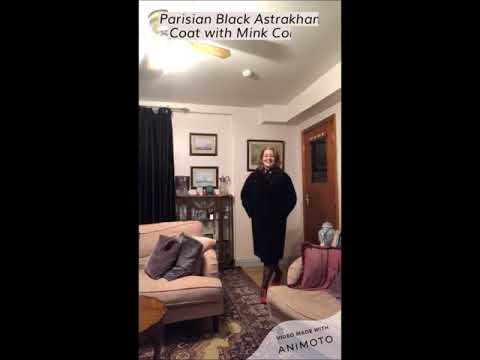 MATURE MODEL-Astra, Parisian Black Astrakhan Coat with Mink Collar-1920s Collection