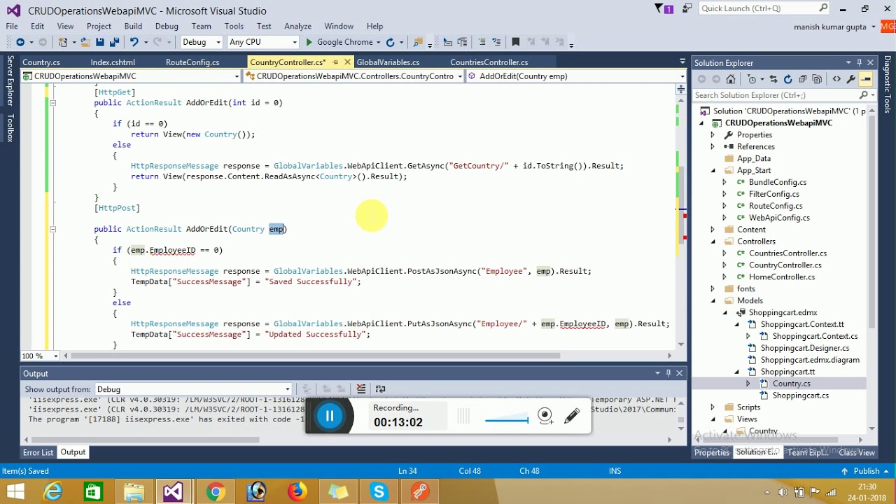 Creating Crud Operation Using Mvc And Web Api Youtube 7309