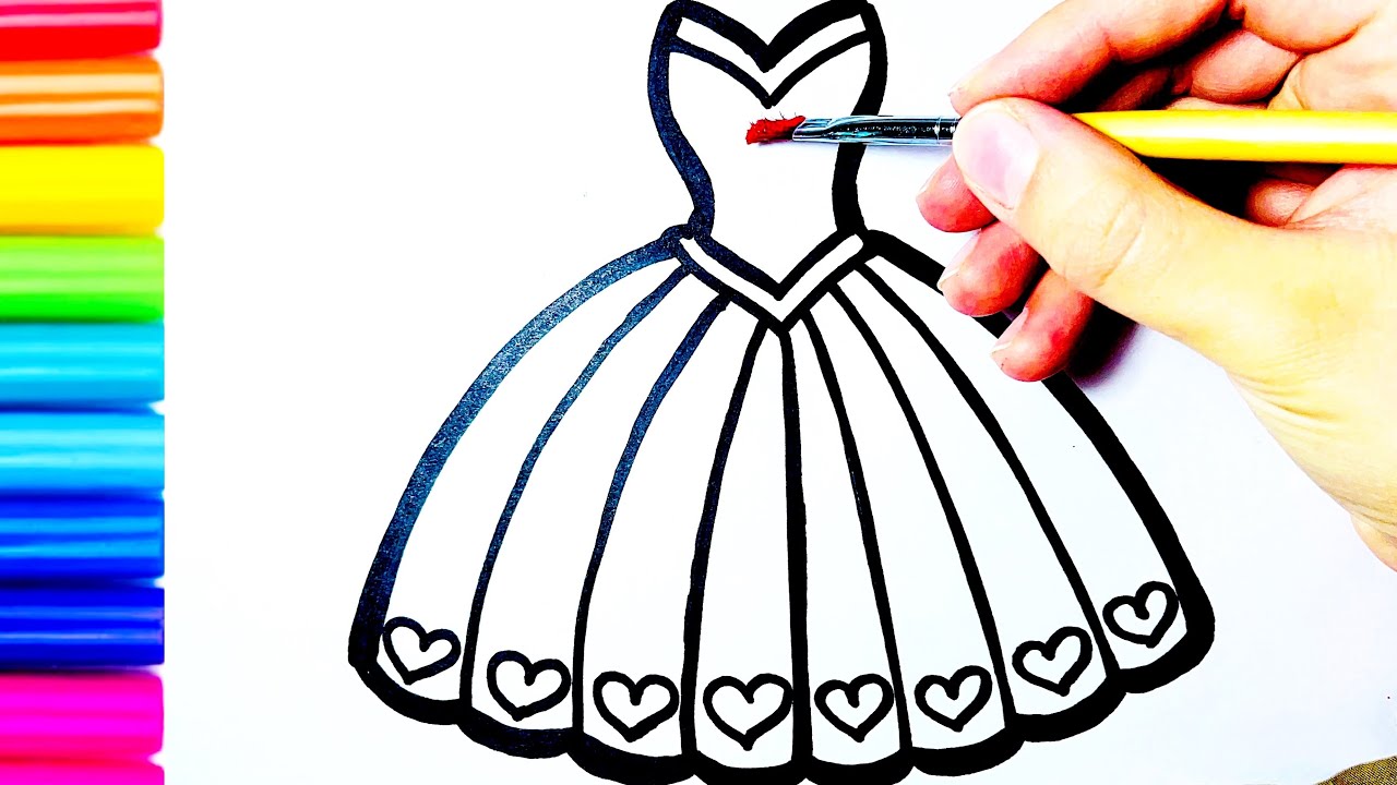 How to draw cute and easy dress || easy drawing for kids and beginners ...