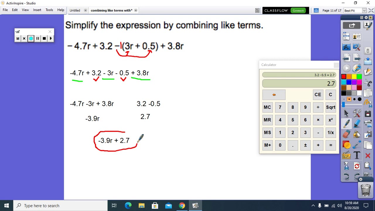 Simplifying expressions with decimals - YouTube