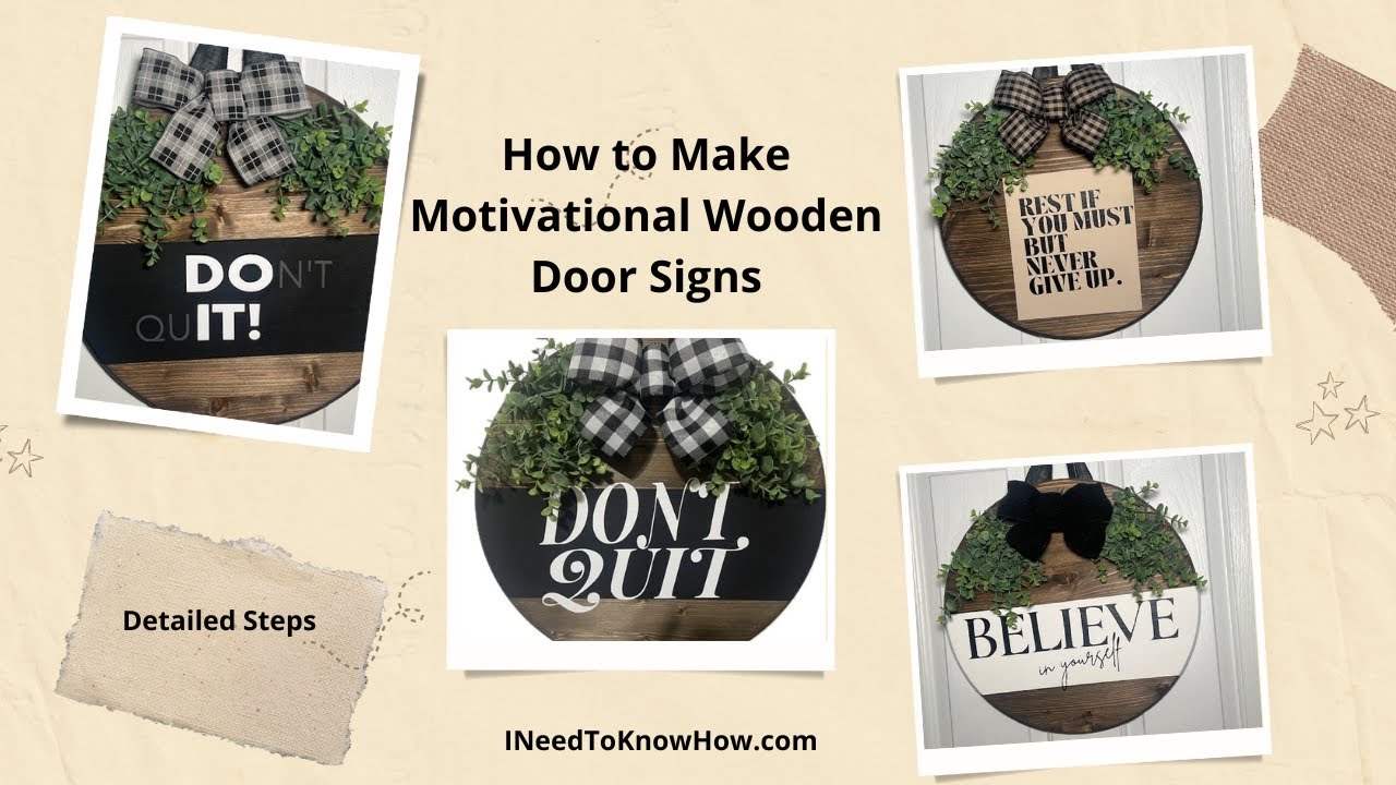 Detail Steps on How to Make These Motivational Wooden Door Signs - YouTube