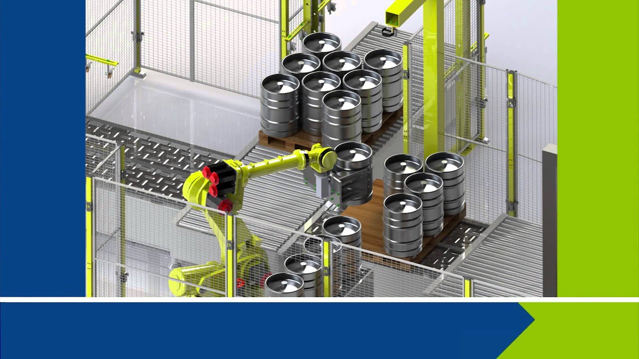 Robotic Keg de-palletizing & palletizing - YouTube