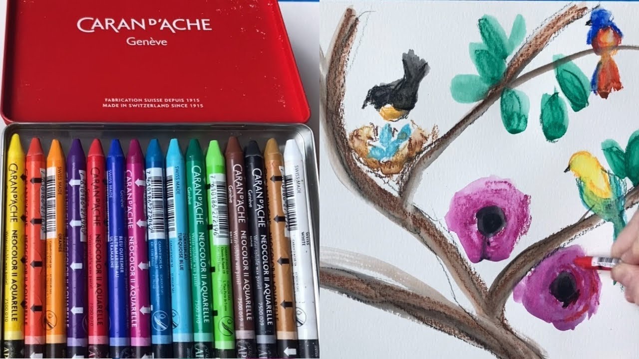 Caran D'Ache Neocolor 2 Watercolor Crayons Review & Step by Step ...