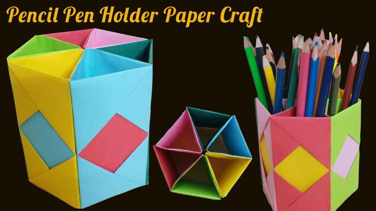 How to Make Pencil Stand | Origami Pen Holder | Paper Pencil Holder ...