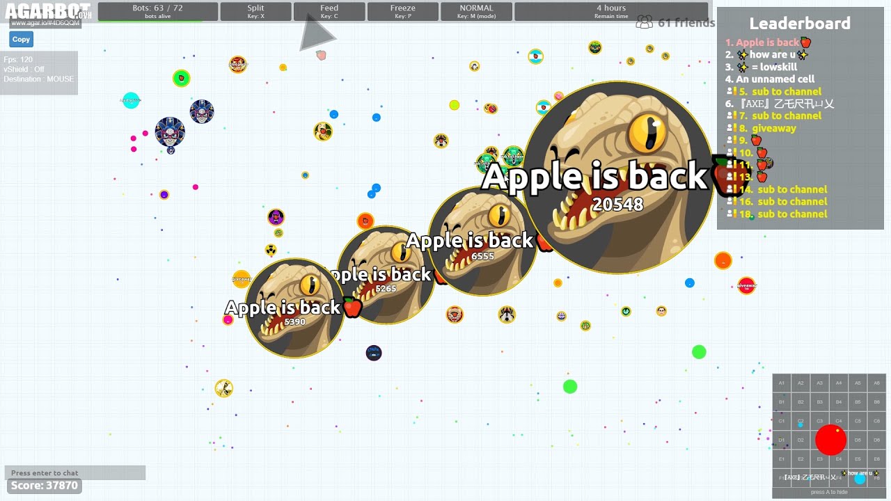 EPIC TAKEOVER WITH BOTS 90 000+ SCORE AGARBOT OVH - YouTube