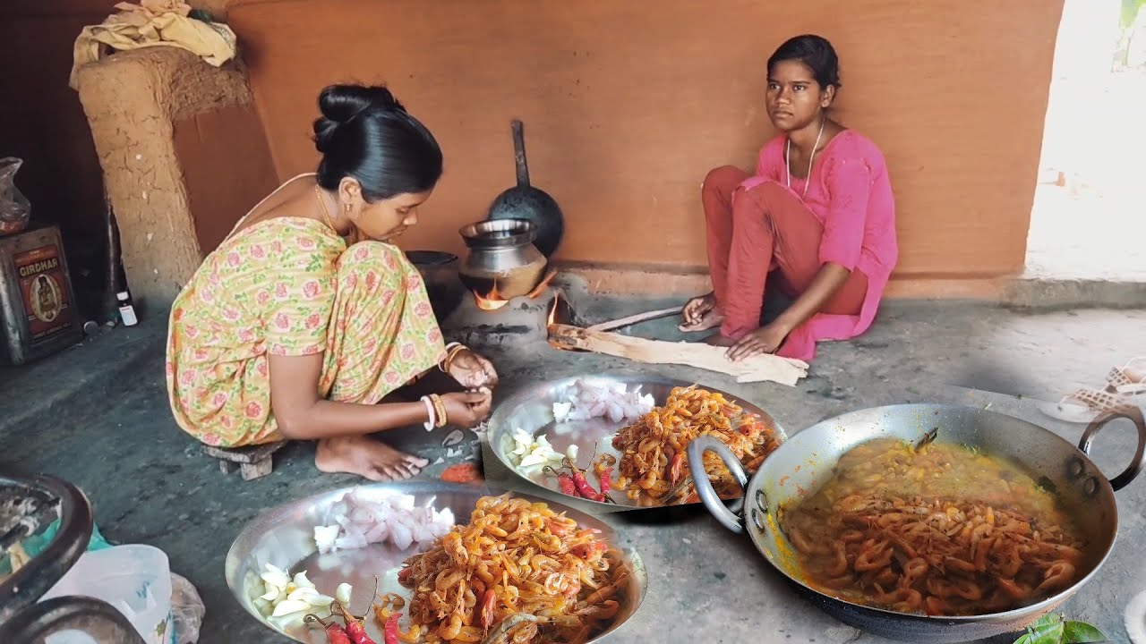 Cooking videos : Santali Tribe People Cooking Shrimp | Eating Delicious ...
