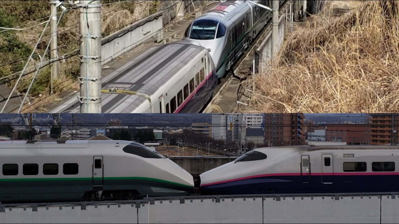 E2系J70編成+E3系L65編成(銀塗装) 2023 2/18 - YouTube