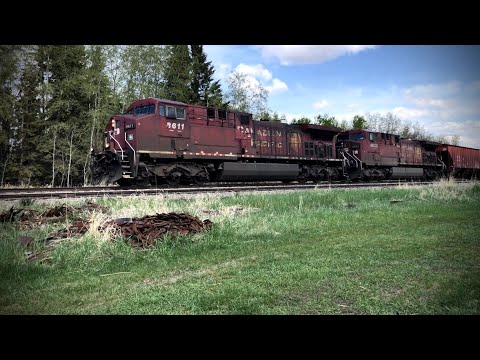 CP 8611 and CP 8632 Give a Couple Honks as They Pull Mixed Freight - YouTube