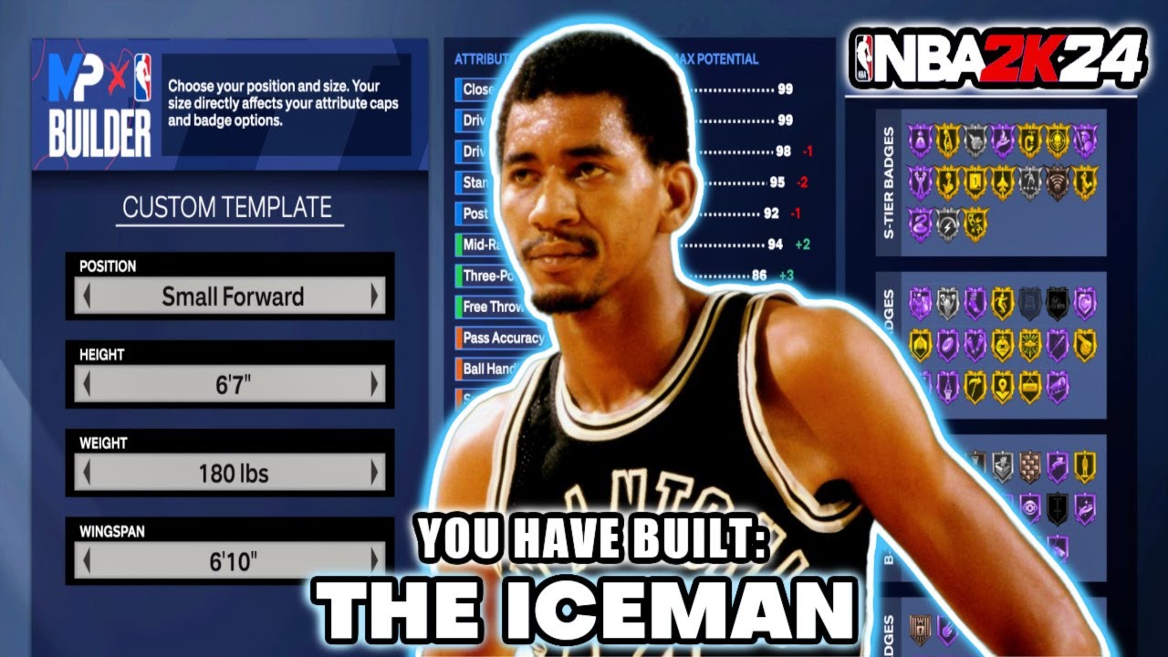 Best "THE ICEMAN" George Gervin BUILD in NBA 2K24 - YouTube