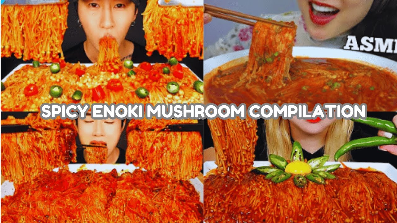ASMR Spicy Enoki Mushroom Eating | Satisfying Mukbang Compilation - YouTube