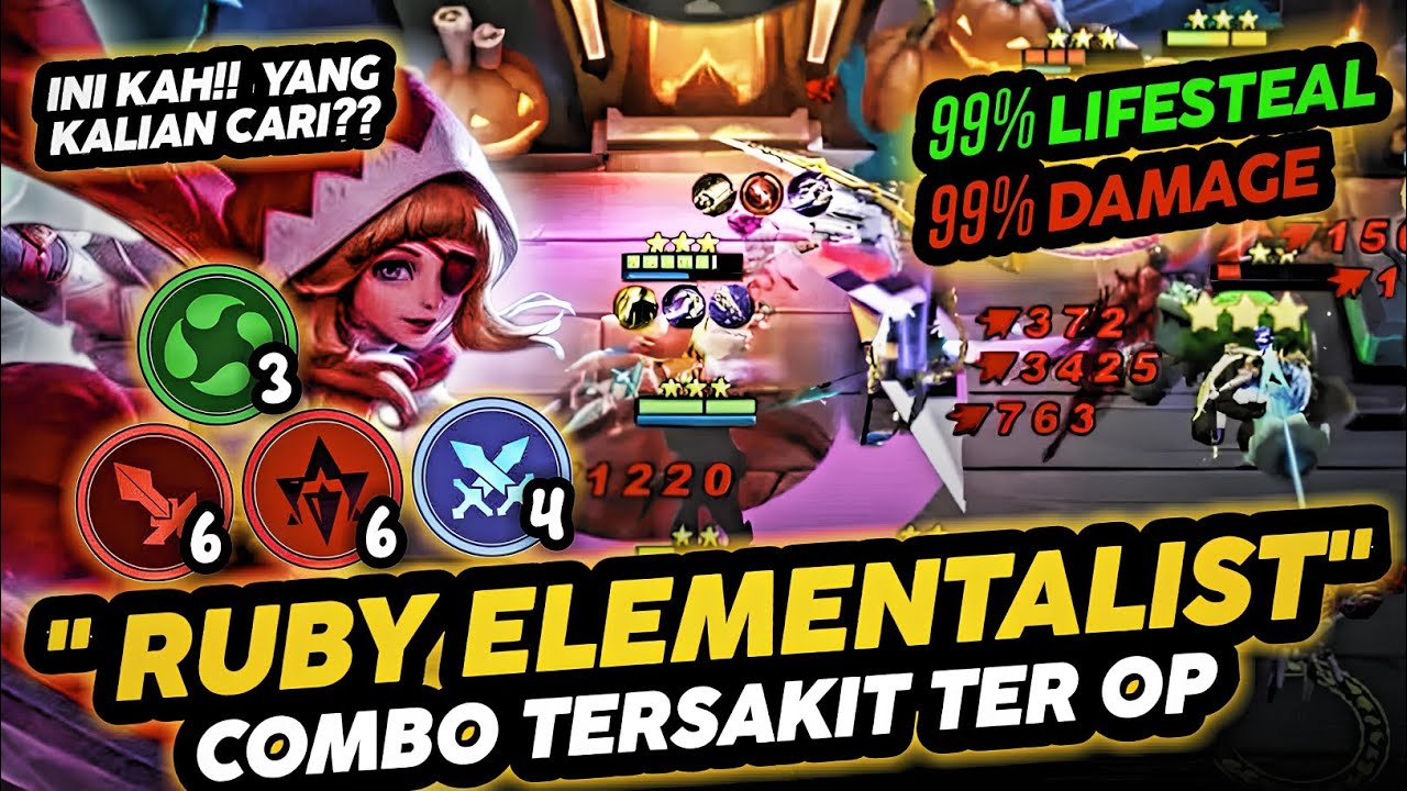"RUBY ELEMENTALIST" SAKIT BANGET DAMAGE SAMA LIFESTEAL NYA! - Magic Chess Mobile Legends - YouTube