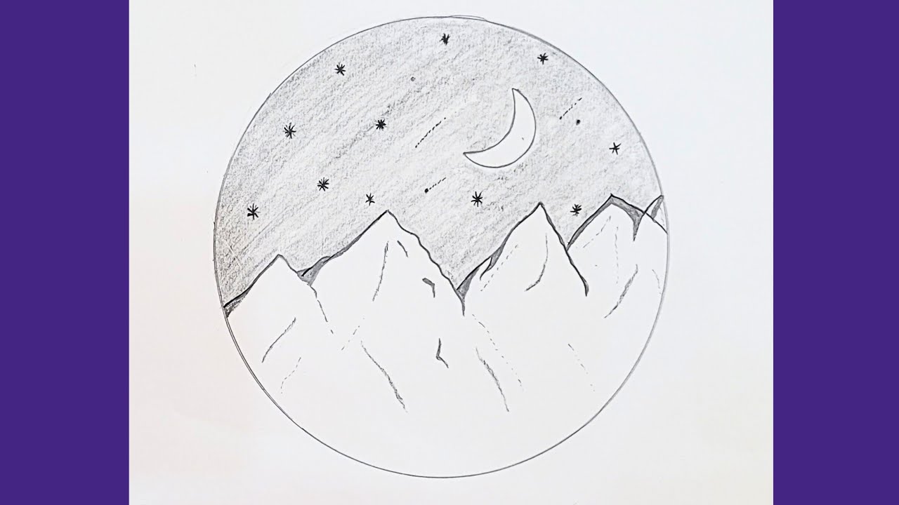 Beautiful mountain scenery drawing with pencil//Mountain scenery ...