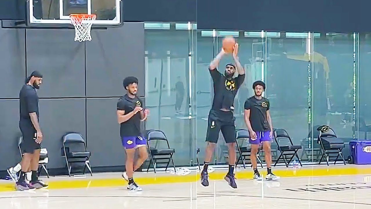 LeBron James vs Bronny James Shooting In Lakers Practice! Lakers ...