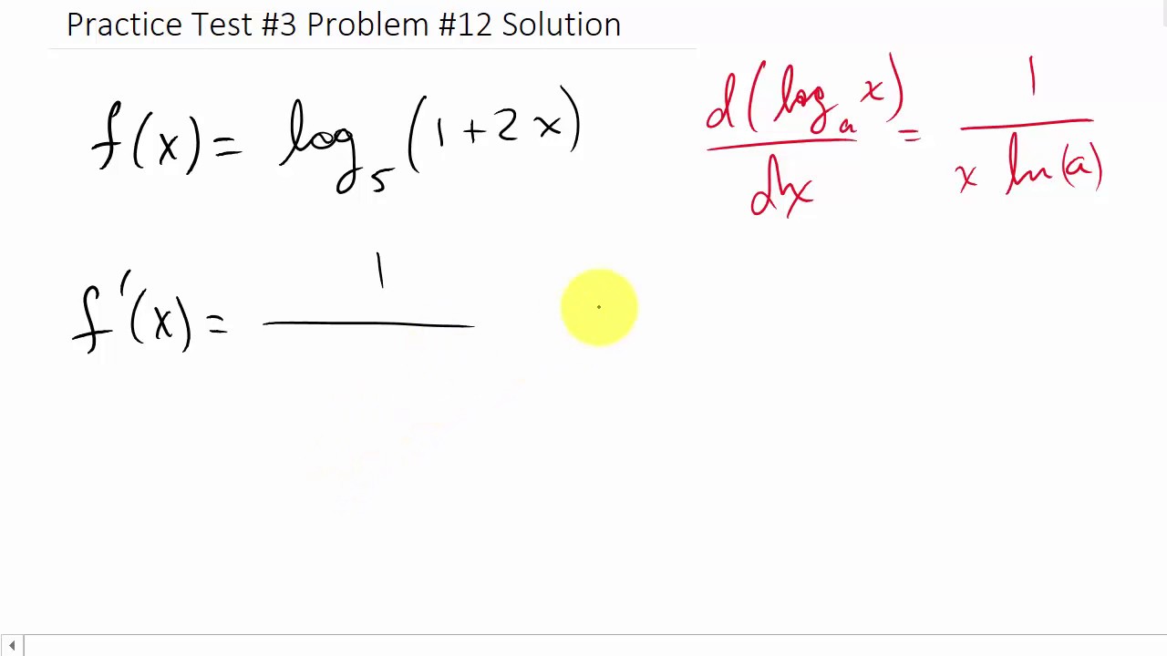 Derivative Practice Test #3 Problem #12 Solution - YouTube
