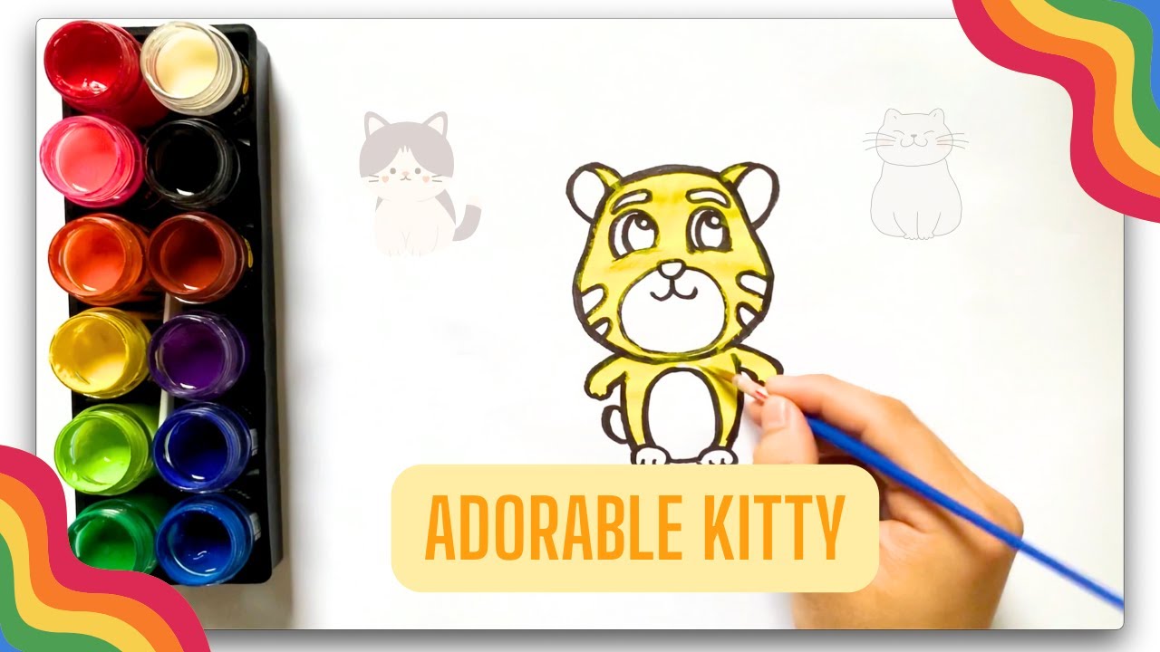 How to draw an adorable Kitty || Learn to draw a baby kitten || Kun Art ...