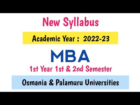 MBA Syllabus 2022-23 | MBA 1st Year 1st Semester | 2nd Semester | Subjects | Course Details | OU ...