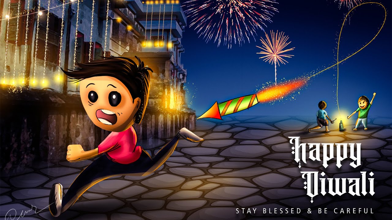 Happy Diwali digital painting | Deepavali concept art | Diwali 2020 ...