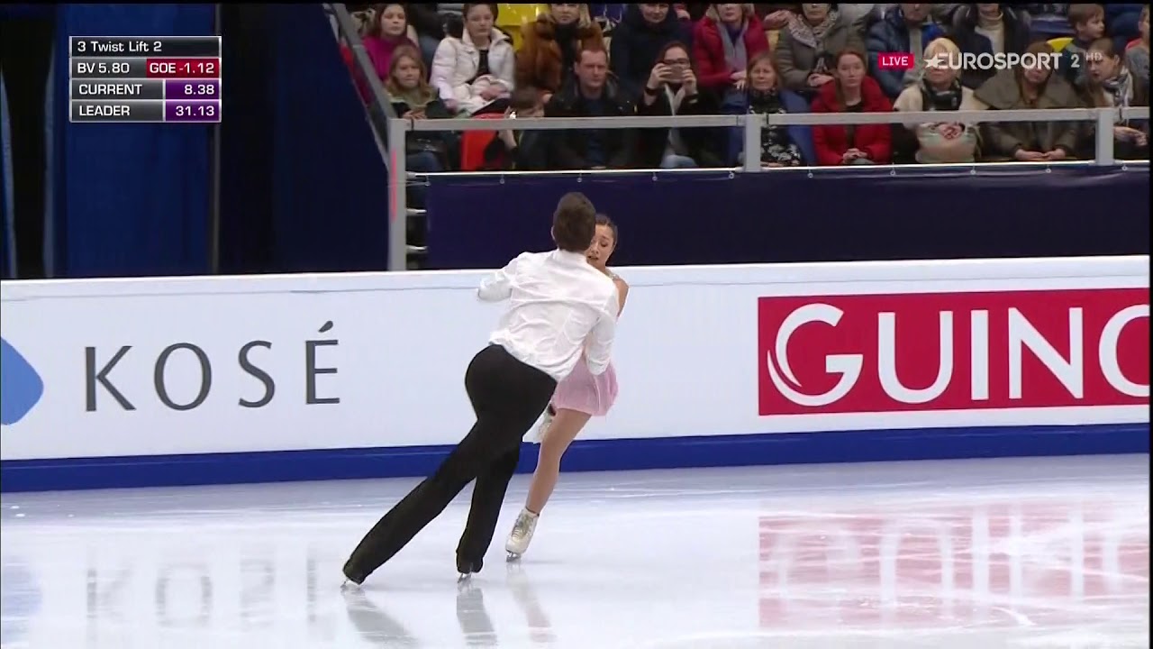 2018 Euros Pairs SP Lola Esbrat & Andrei Novoselov Nocturne from Lady ...