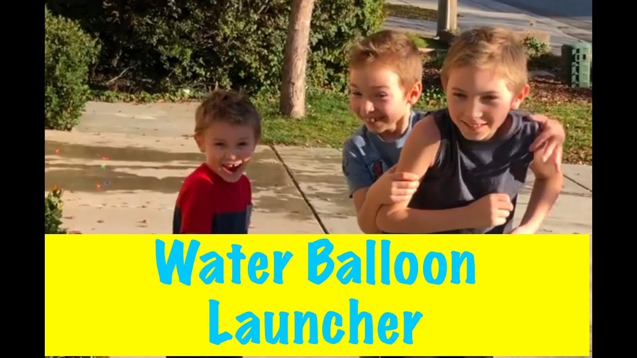Slingshot Water Balloon Launcher Fun - YouTube