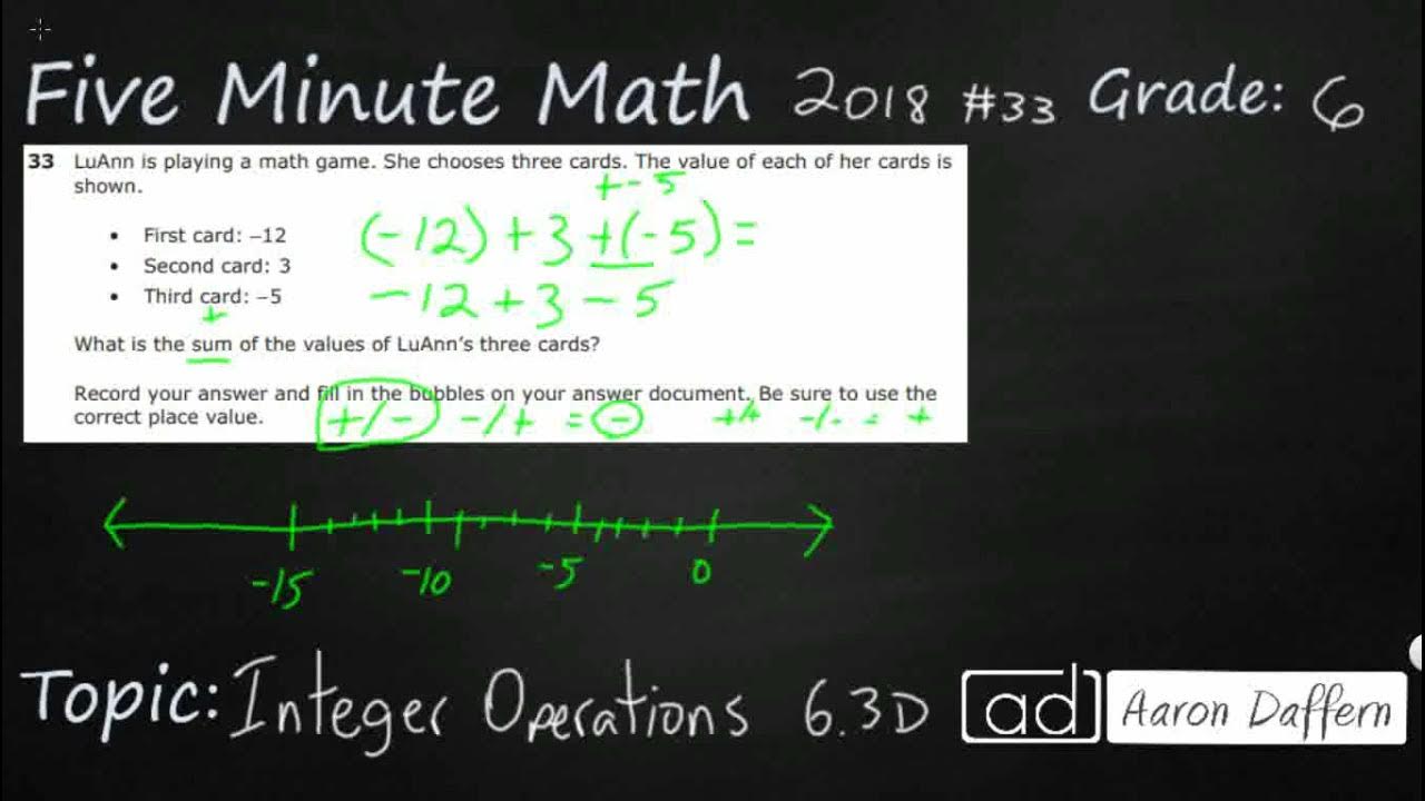 6th Grade STAAR Practice Integer Operations (6.3D - #5) - YouTube