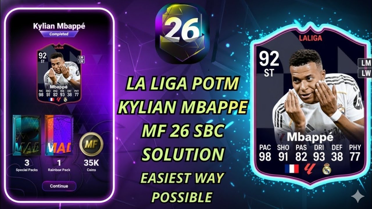 POTM KYLIAN MBAPPE SBC MADFUT 26 (Easiest Way Possible) | Madfut 26 Sbc Solutions | Madfut 26 ...