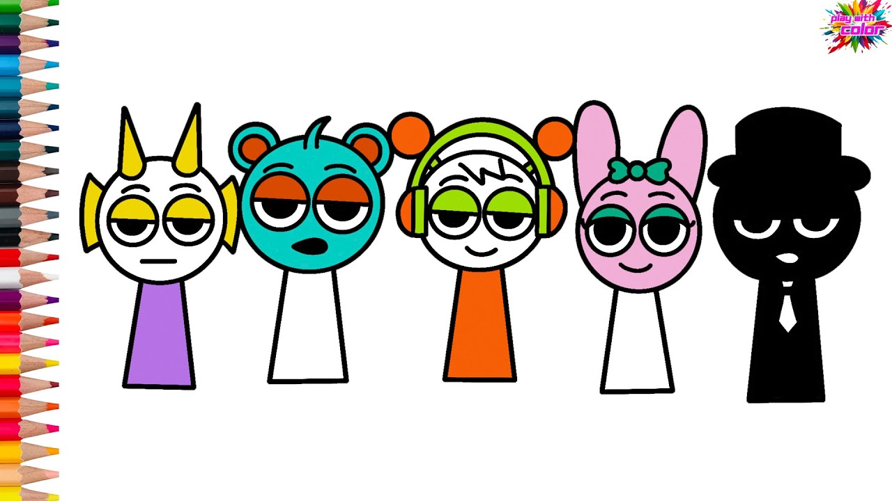 How to draw cute fun Sky Pinki and Oren from Sprunki | Easy tutorial - YouTube