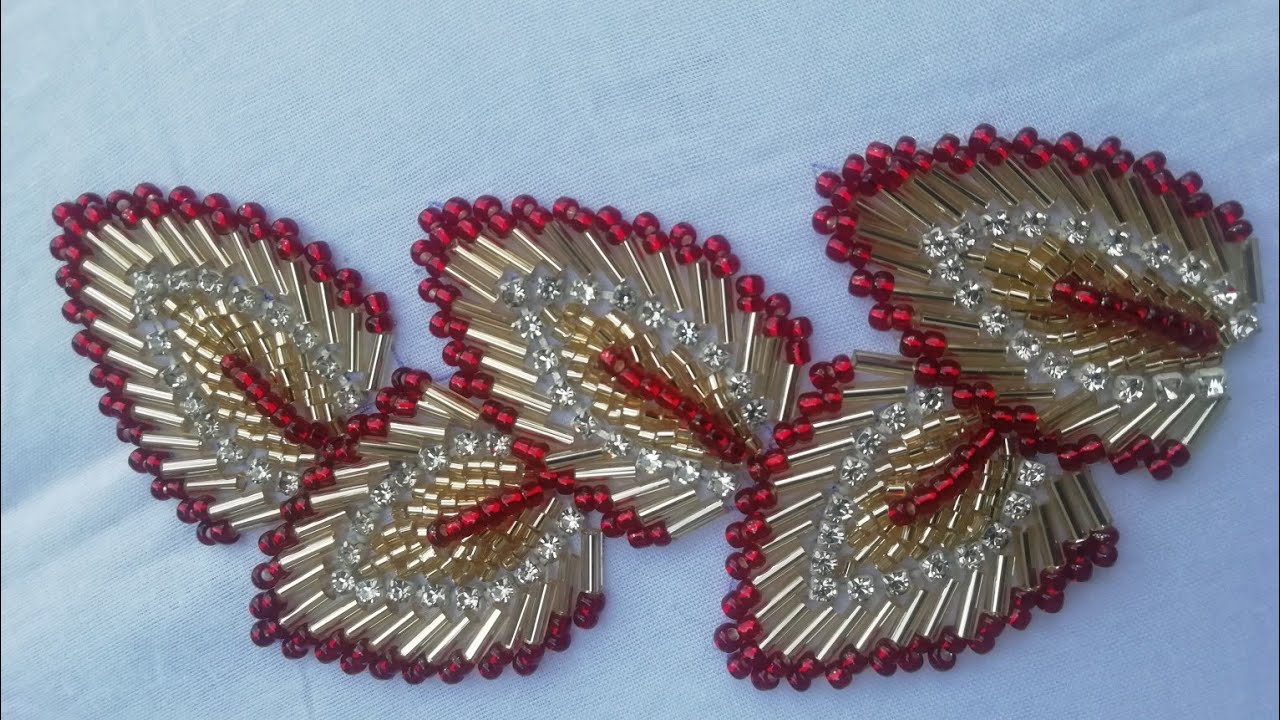How to make beaded embroidery|Hand Embroidery|Beads Work# ...