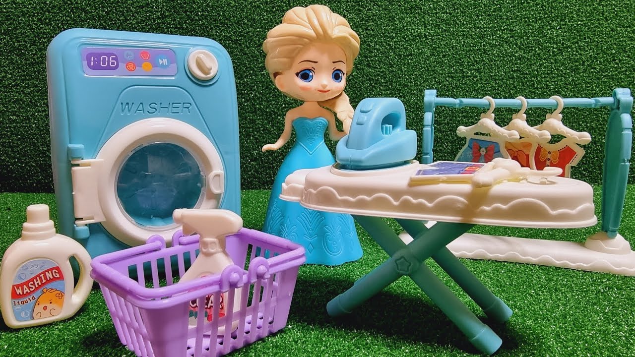 9 Minutes Satisfying With Unboxing Frozen Laundry Set & Roleplay ASMR ...