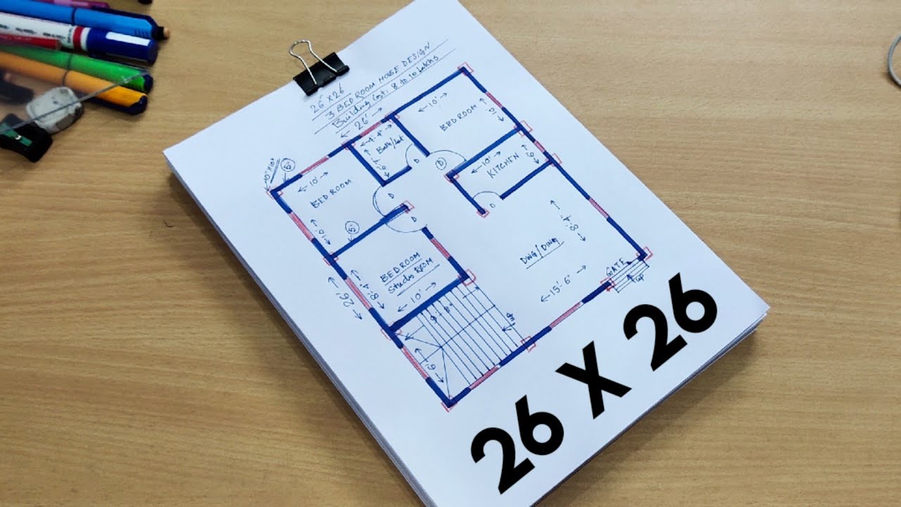 26 x 26 HOUSE DESIGN II 26 X 26 GHAR KA NAKSHA II 26 X 26 HOUSE PLAN ...