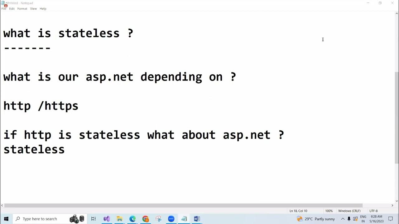 Asp Net MVC5 + MVC Core DAY 29 what is stateless Asp.net depending on - YouTube