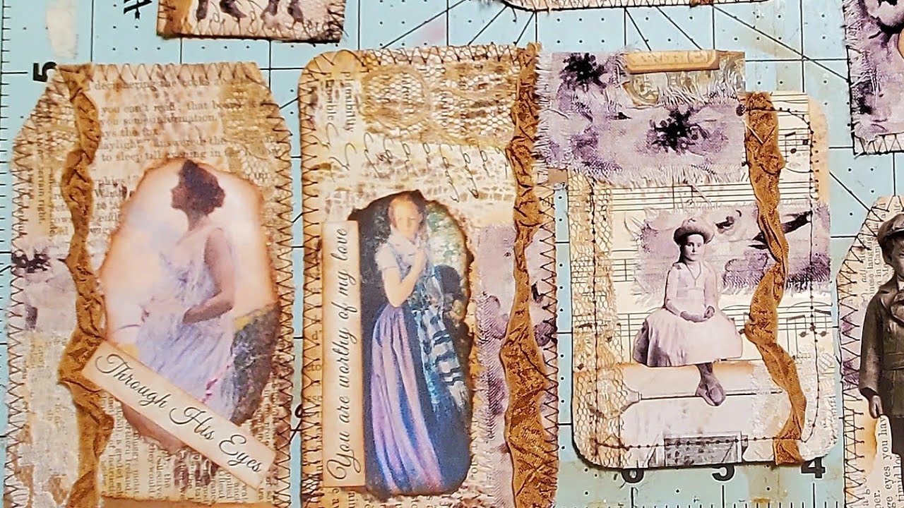Vintage book page, lace, fabric collage.🥰 - YouTube