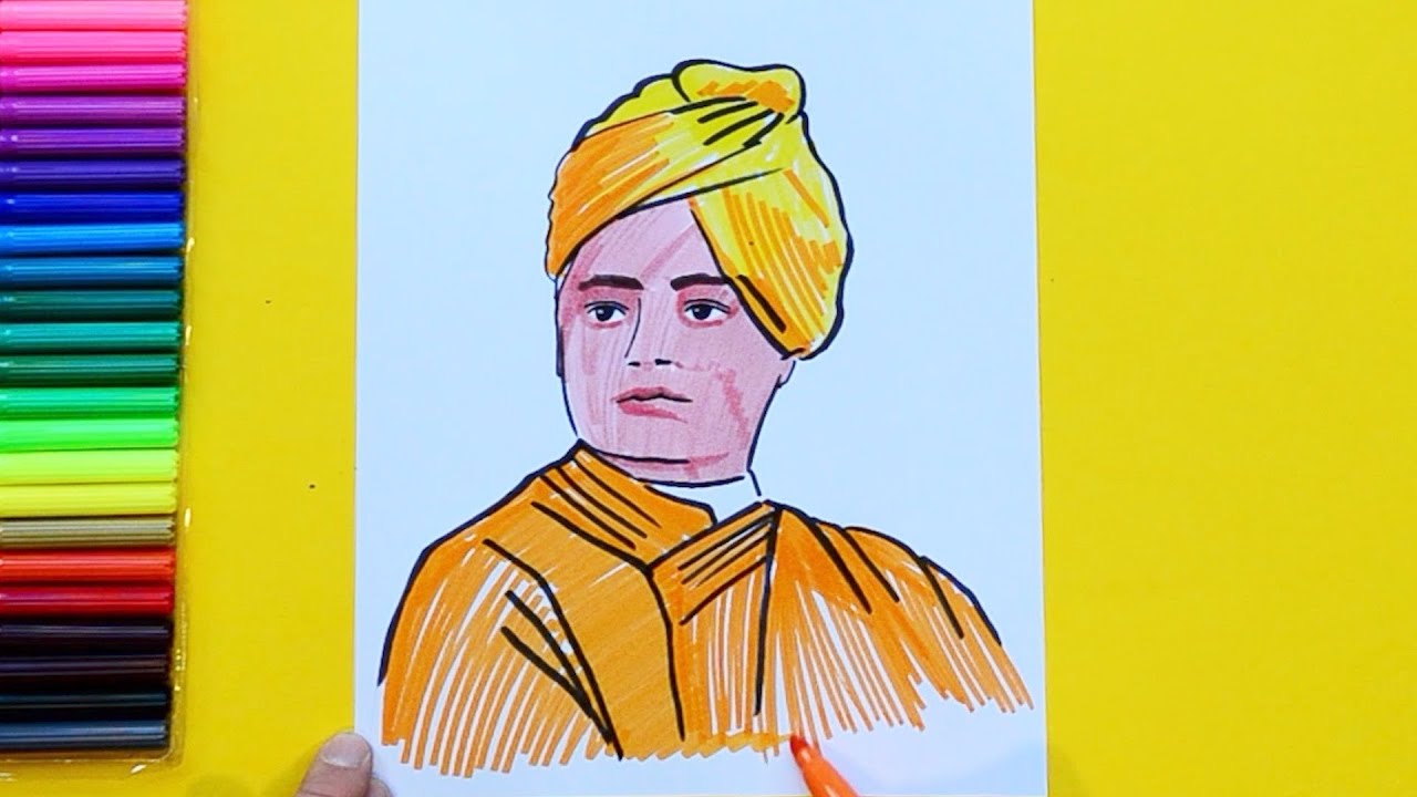 Swami Vivekananda Drawing Outline