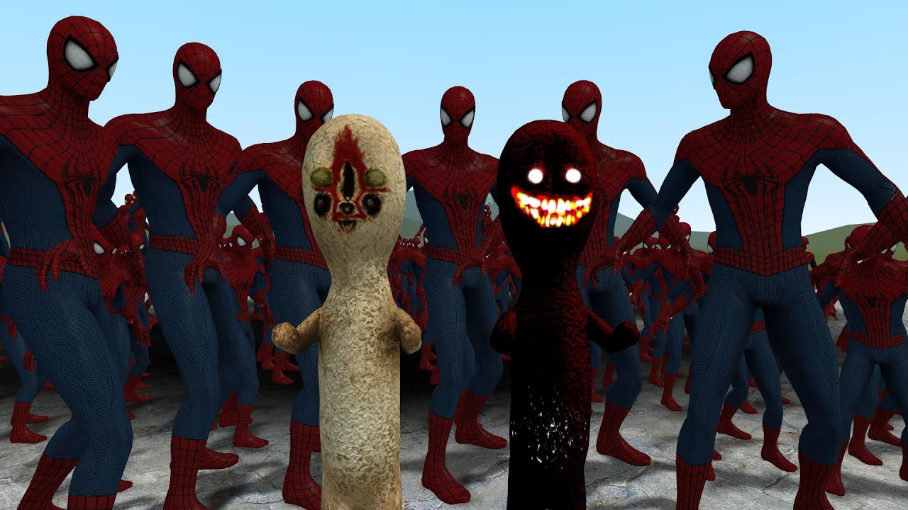 SCP-173 VS 100 SPIDERMAN!! Garrys Mod Sandbox - YouTube
