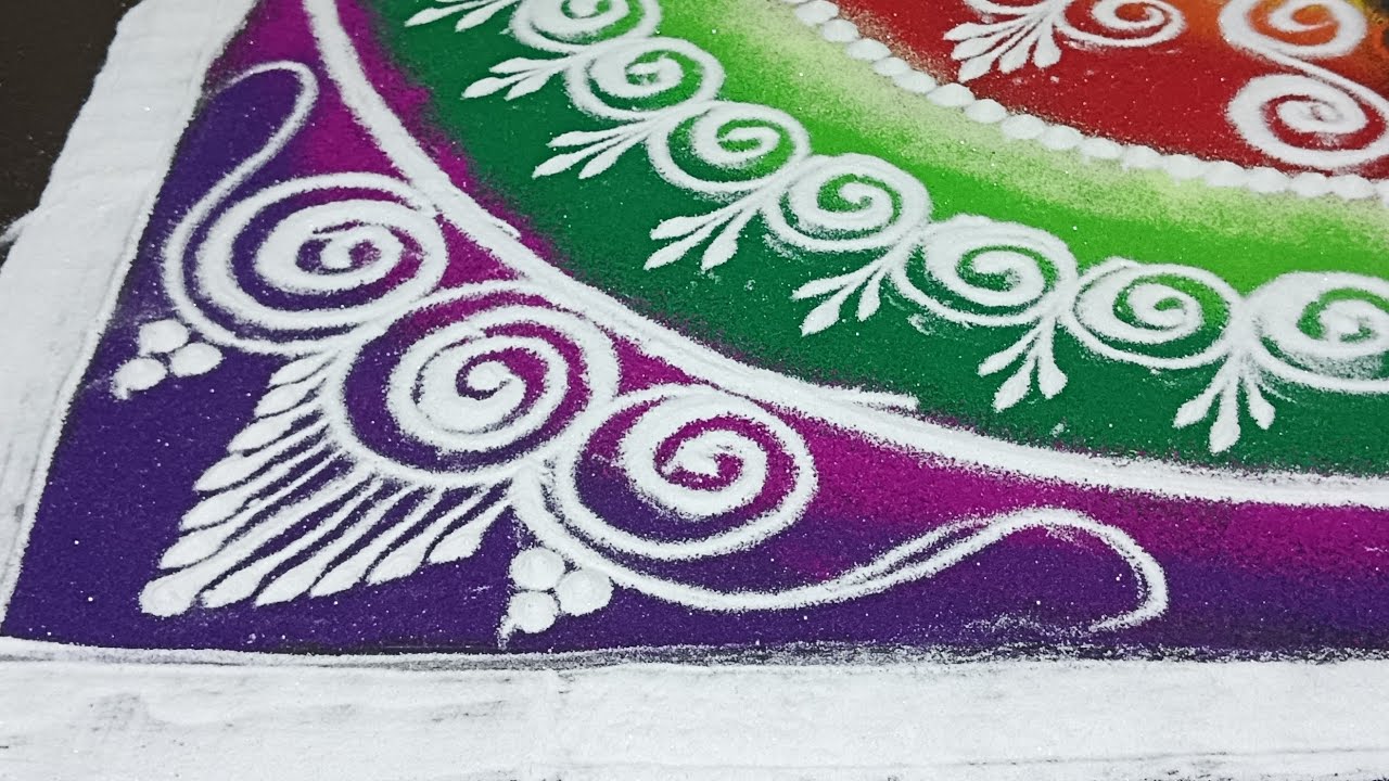 corner rangoli designs, festival Rangoli - YouTube