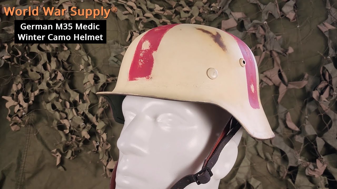 WWII German M35 Medic Winter Camo Helmet Showcase - YouTube