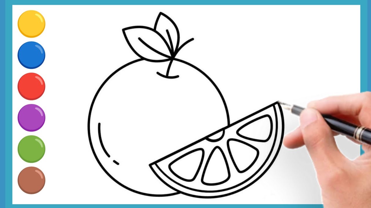 How to draw orange drawing for kids // easy painting and colouring ...
