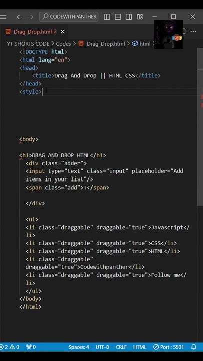 Drag And Drop || HTML CSS || #codewithpanther - YouTube