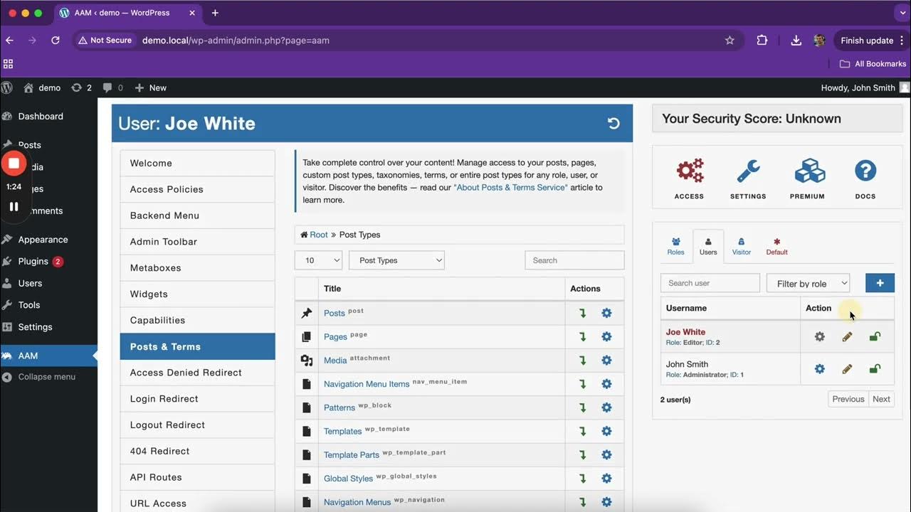 Manage User Accounts with AAM | WordPress Access Control - YouTube