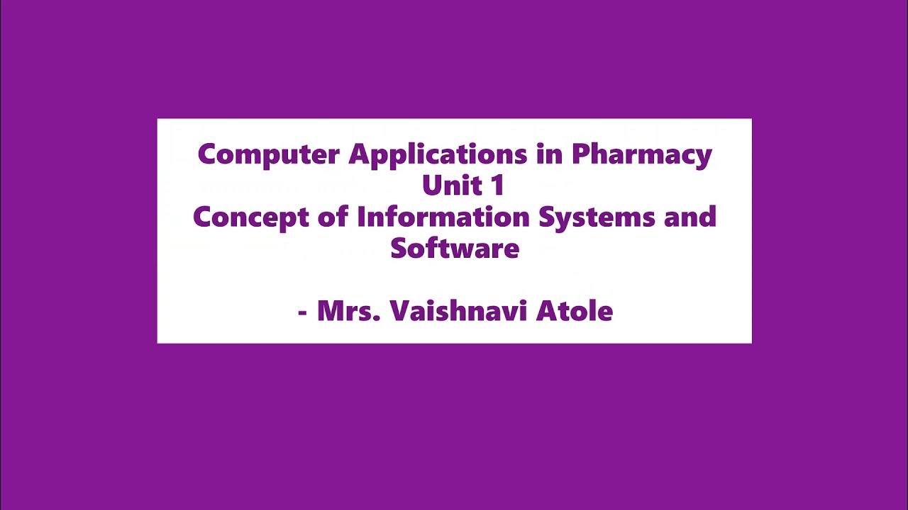 Computer Applications in Pharmacy | Unit 1 | Concept of Information ...