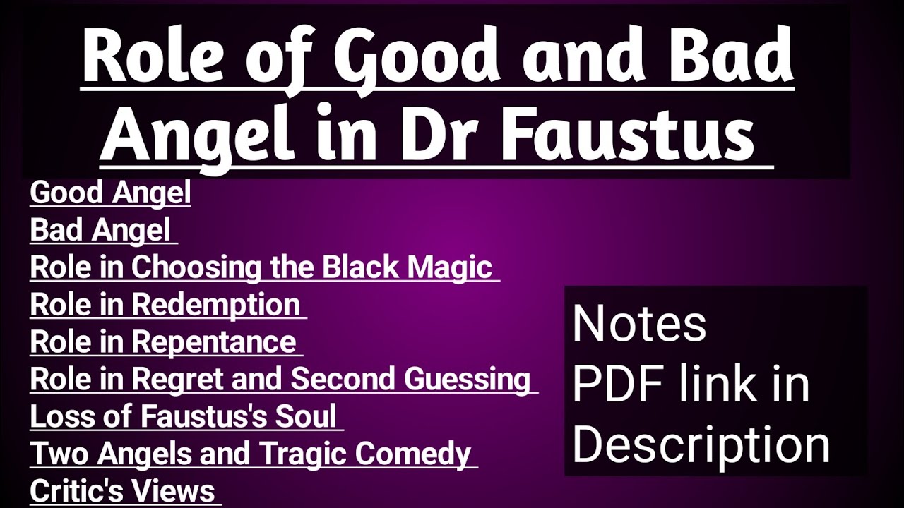 Role of Good and Bad Angel in Dr Faustus l Notes PDF link in ...