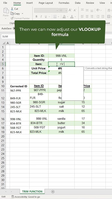 How To Use Trim Function In Excelexcel Exceltips Exceltricks Sheets Spreadsheets 