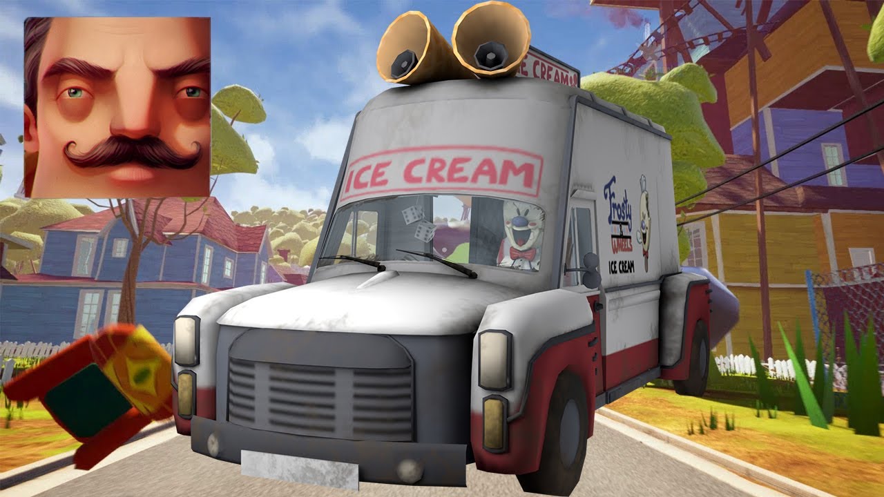 Hello Neighbor - New Neighbor Ice Scream 4 Rod's Van Act 2 Trampoline ...