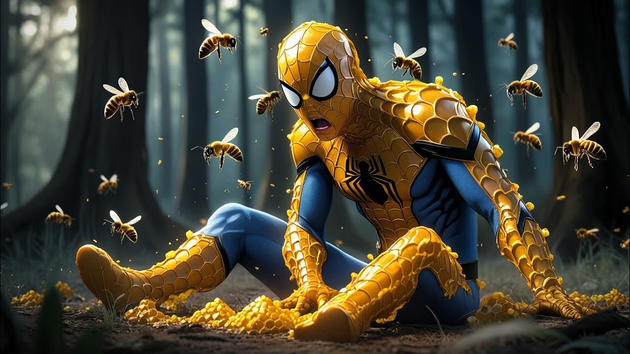 Wonder Woman the mermaid saves Spider-Man with a honeycomb-like hole in ...