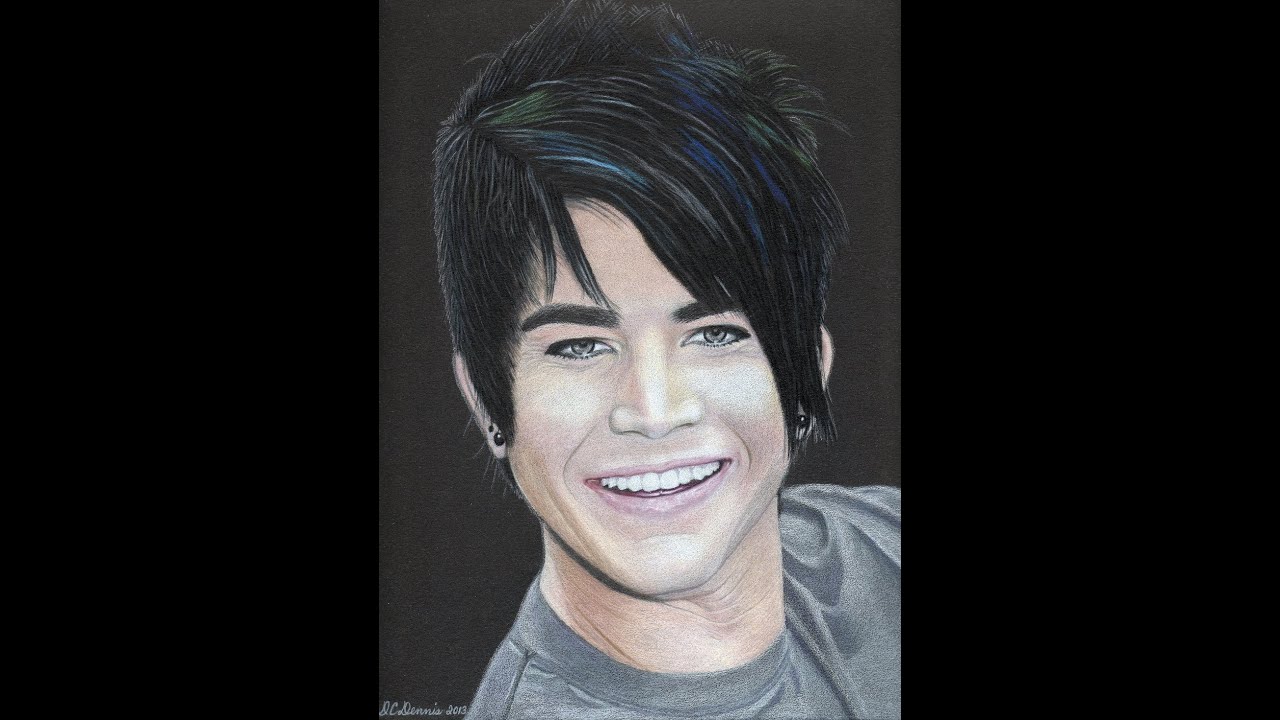 Adam Lambert portrait time lapse video done in colored pencil - YouTube